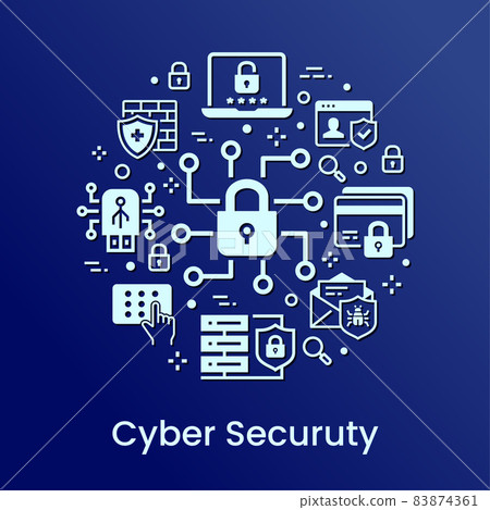 Cyber security circle template icons. Set of... - Stock Illustration ...