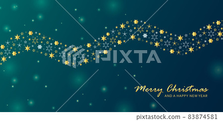 blue and gold christmas card with star wave... - Stock Illustration ...
