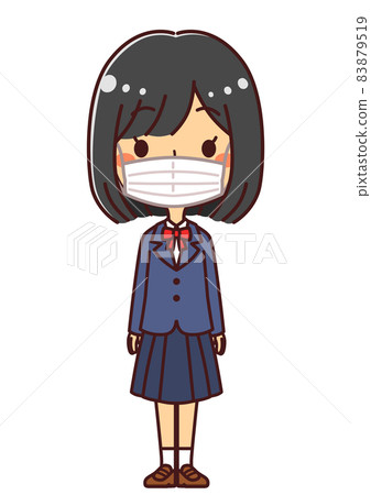 Female student wearing a mask Illustration... - Stock Illustration ...