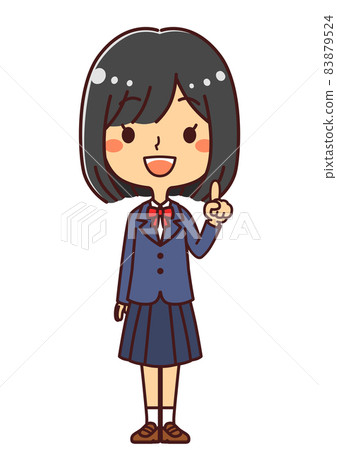 Female student pointing right Illustration... - Stock Illustration ...