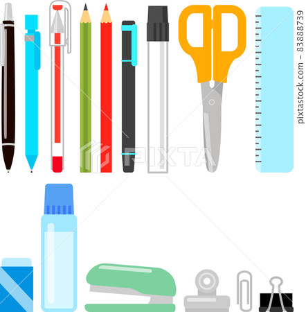 Stationery and writing utensils illustration set - Stock Illustration ...