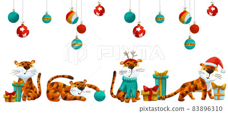 Watercolor set with funny new year tigers. - Stock Illustration ...