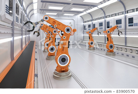 robot assembly line in factory - Stock Illustration [83900570] - PIXTA
