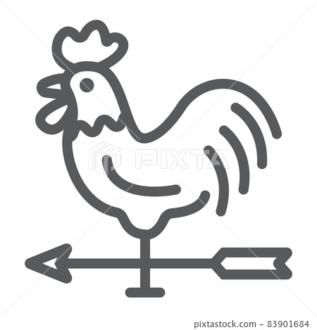 Rooster weather vane line icon, farming and... - Stock Illustration ...