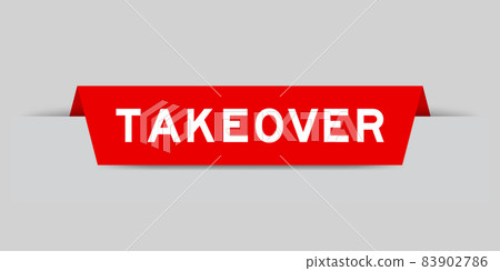 Red color inserted label with word takeover on... - Stock Illustration ...
