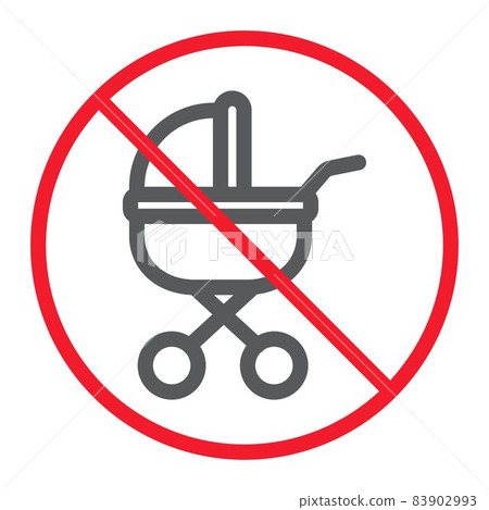 No Baby Carriage line icon, prohibition and... - Stock Illustration ...