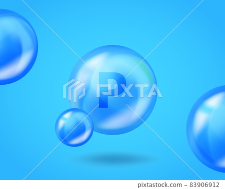 3D Mineral P Phosphorus drop pill capsule. Blue... - Stock Illustration ...