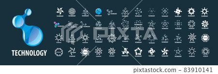 A set of vector logos Technology on a gray... - Stock Illustration ...