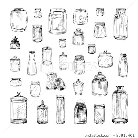 Glass Jars Illustrations in Art Ink Style - Stock Illustration ...