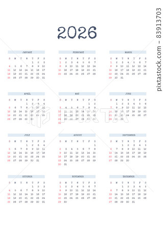 2026 calendar template in classic strict style... - Stock Illustration ...