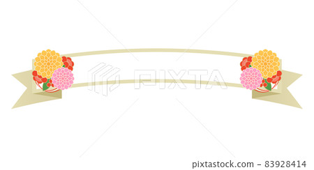 Japanese style flowers and ribbon frame - Stock Illustration [83928414 ...