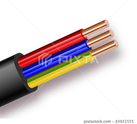Flexible Three-wire electrical cable isolated... - Stock Illustration ...