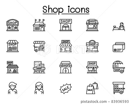Shop icons set in thin line style - Stock Illustration [83936593] - PIXTA