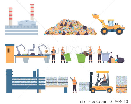 Flat garbage recycle factory building, dump and... - Stock Illustration ...