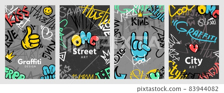 Abstract street art posters with graffiti style... - Stock Illustration ...