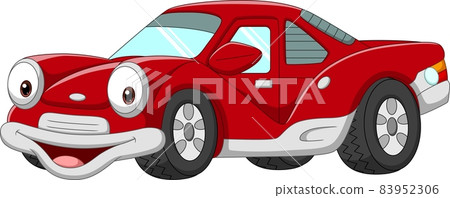 Smiling red car cartoon on white background - Stock Illustration ...