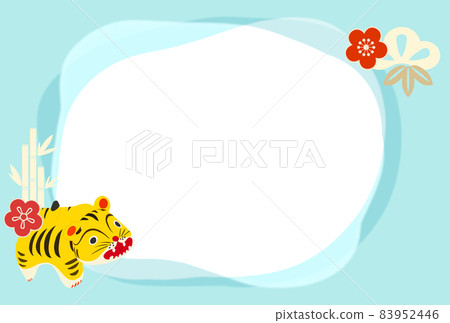 Japanese style and cute Tora year photo frame... - Stock Illustration ...