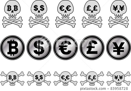 Skull and coin illustration material collection - Stock Illustration ...