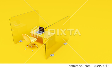 Laptop on yellow work desk. - Stock Illustration [83959018] - PIXTA