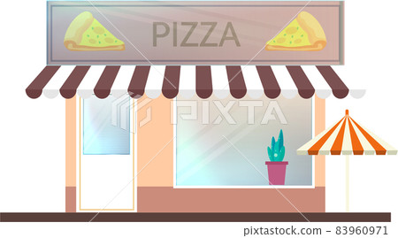 Cartoon pizzeria. Vector flat illustration - Stock Illustration ...