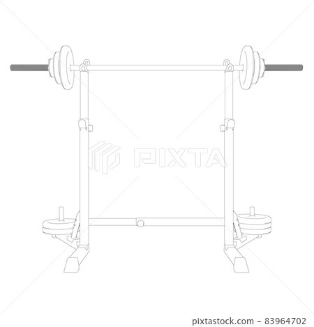 Contour of a barbell on a squat rack from black... - Stock Illustration ...