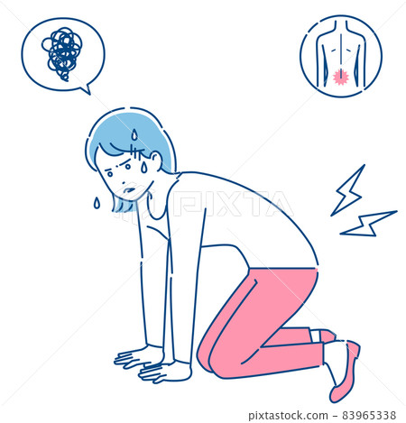 Female crouching with back pain 3 colors - Stock Illustration [83965338 ...