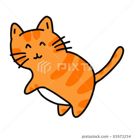 Hand drawing as orange cat shape in cartoon... - Stock Illustration ...