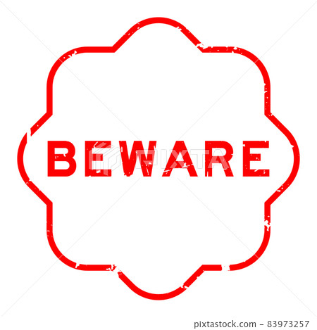 Grunge red beware word rubber seal stamp on... - Stock Illustration ...