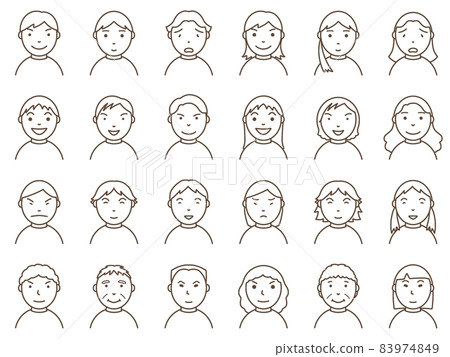 Face ① line drawing - Stock Illustration [83974849] - PIXTA