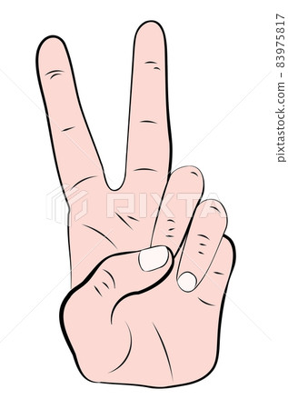 Victory hand sign pop art - Stock Illustration [83975817] - PIXTA