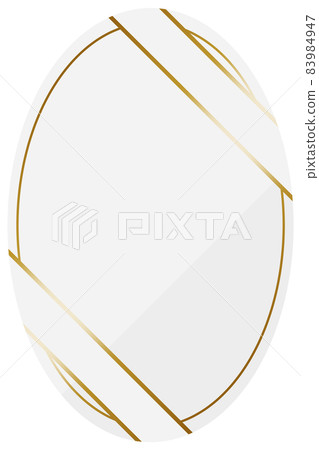 Oval frame white & gold diagonal hanging ribbon... - Stock Illustration ...