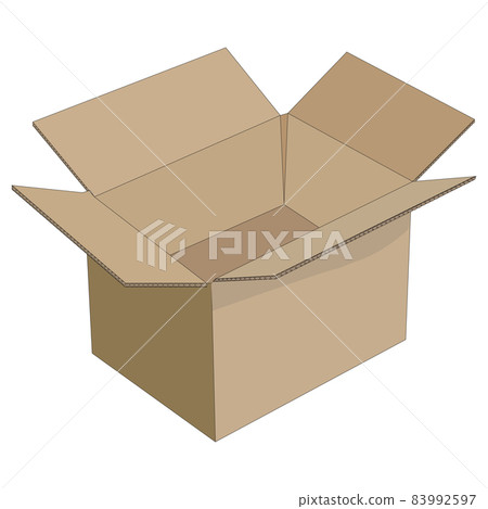 Empty open cardboard box, 3D illustration, 3D - Stock Illustration ...