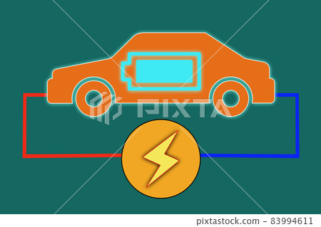 Electric car under charge - Stock Illustration [83994611] - PIXTA