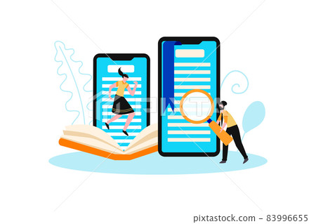 Smartphone Library Surfing Composition - Stock Illustration [83996655 ...