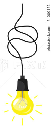 glowing light bulb on tangled wire. Cartoon... - Stock Illustration ...