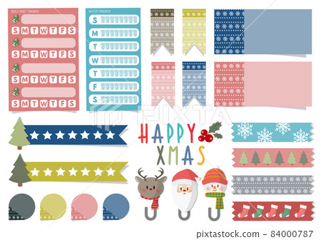 Xmas sticker set Sunday start, Christmas... - Stock Illustration ...