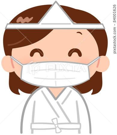 A smiling woman wearing a shroud (wearing a mask) - Stock Illustration ...