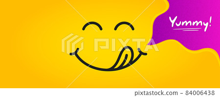 Yummy Smile Vector Illustration Cartoon Line Emoticon With Faces Happy