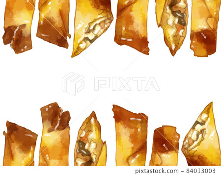 Hand-painted watercolor spring roll... - Stock Illustration [84013003 ...