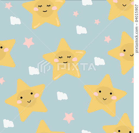 Vector kid little star and moon with cloud on... - Stock Illustration ...