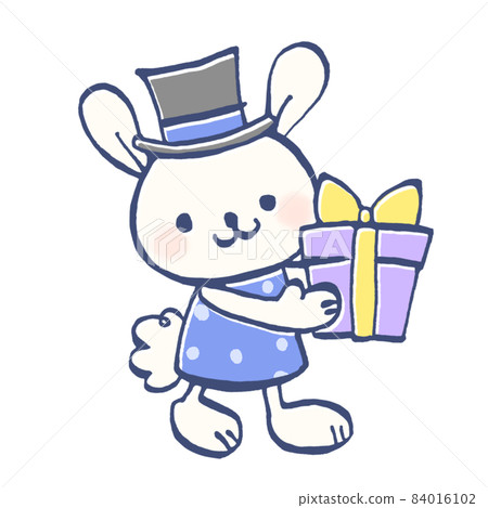 Illustration of a rabbit boy holding a gift - Stock Illustration ...