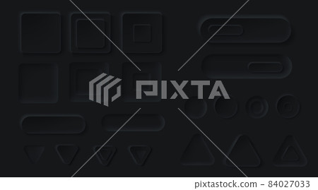 Neumorphic black buttons for dark ui application - Stock Illustration ...