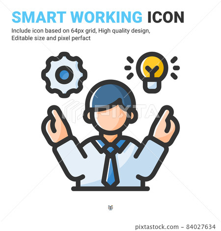 Smart working icon vector with outline color... - Stock Illustration ...