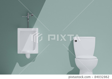Commercial Toilets - Urinals -3D Rendering - Stock Illustration ...