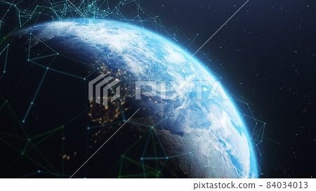 3D Render of modern network connections over Earth - Stock Illustration ...