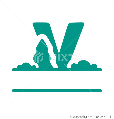 Letter v and natural landscape, nature monogram... - Stock Illustration ...