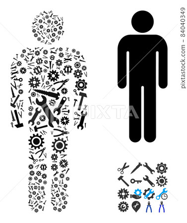 Mosaic Man User of Industrial Tools - Stock Illustration [84040349] - PIXTA