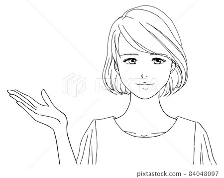 Female in summer clothes to guide (line drawing) - Stock Illustration ...