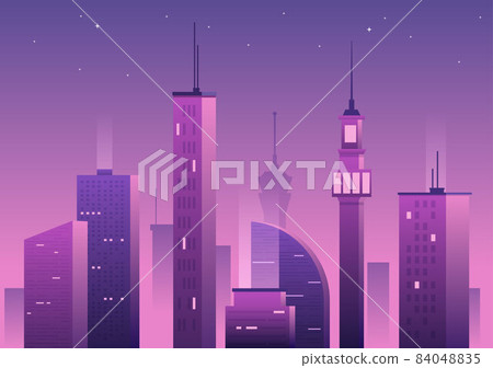 Modern City Landscape Buildings and... - Stock Illustration [84048835 ...