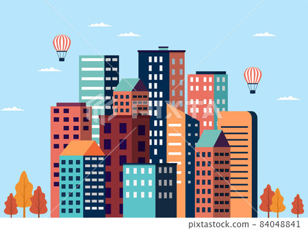 Modern City Landscape Buildings and... - Stock Illustration [84048841 ...